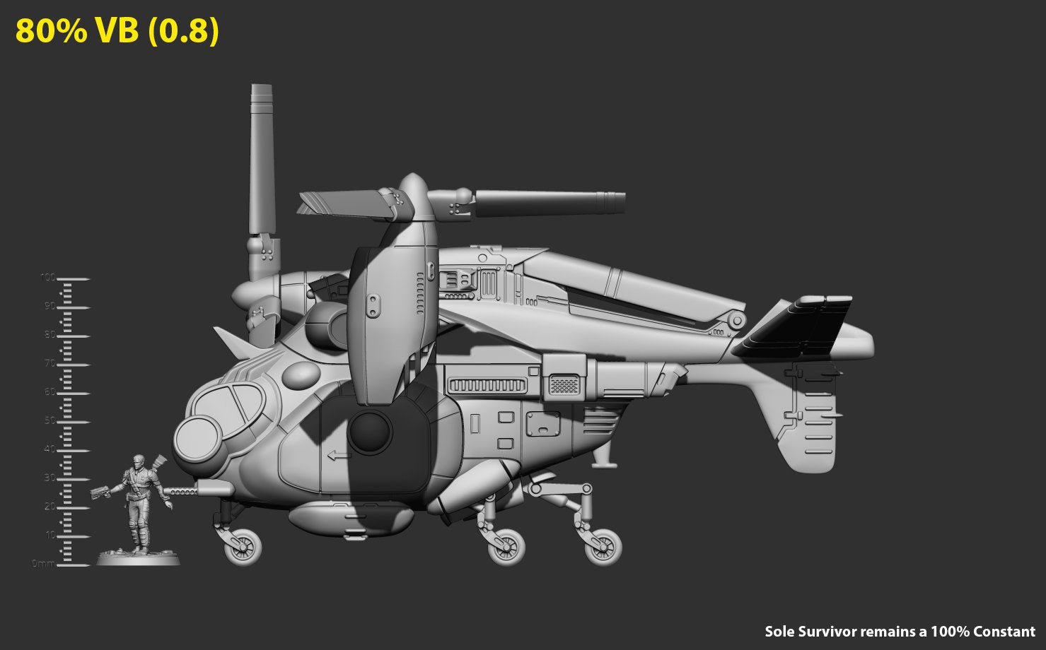 Fallout: Wasteland Warfare - Print at Home - Parked Vertibird STL