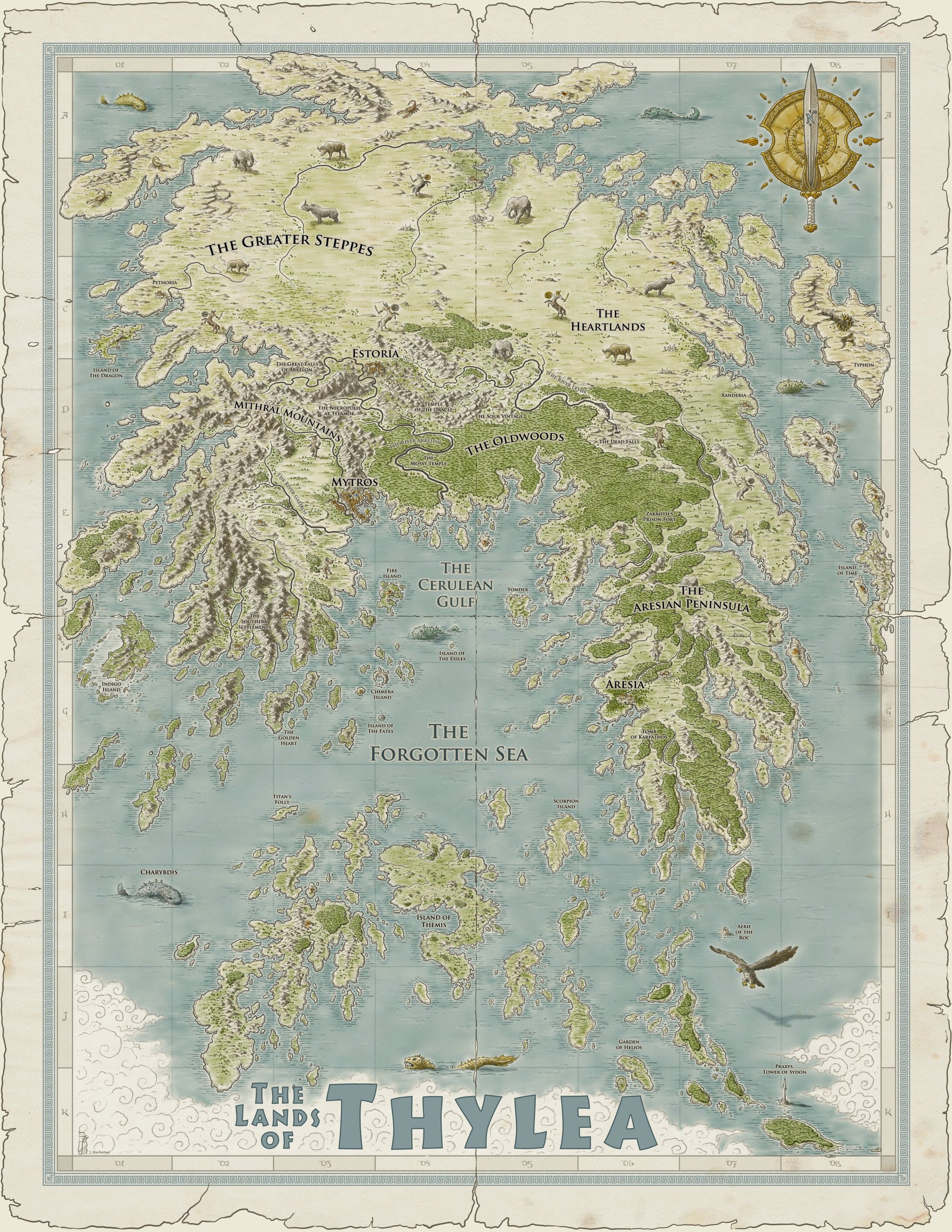 Odyssey of the Dragonlords: Double sided Map of Thylea & Mytros ...